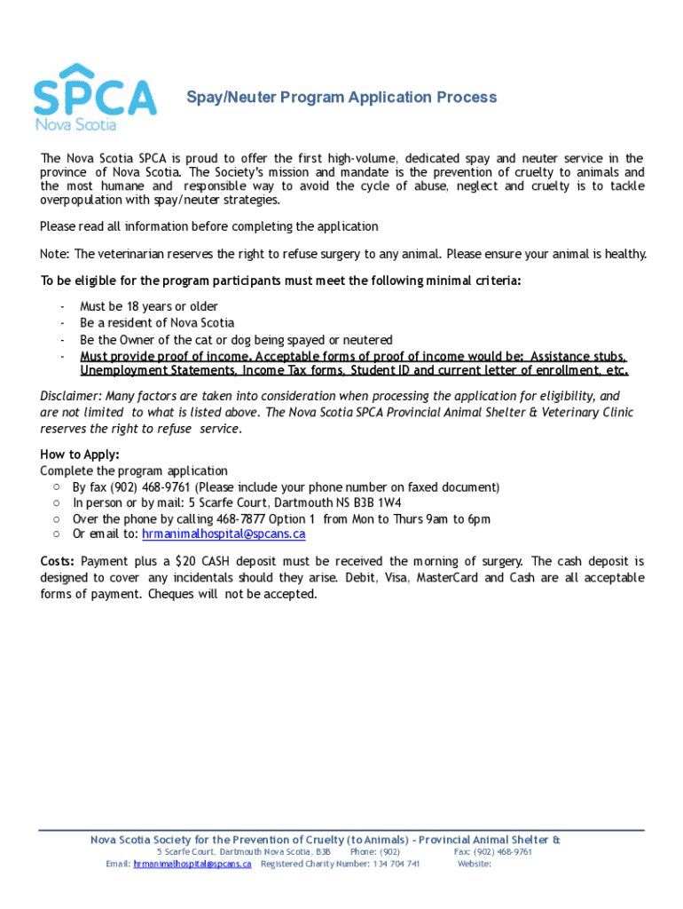 Apply For The Nova Scotia Spca's Spay Neuter Program Blackout Data For ...