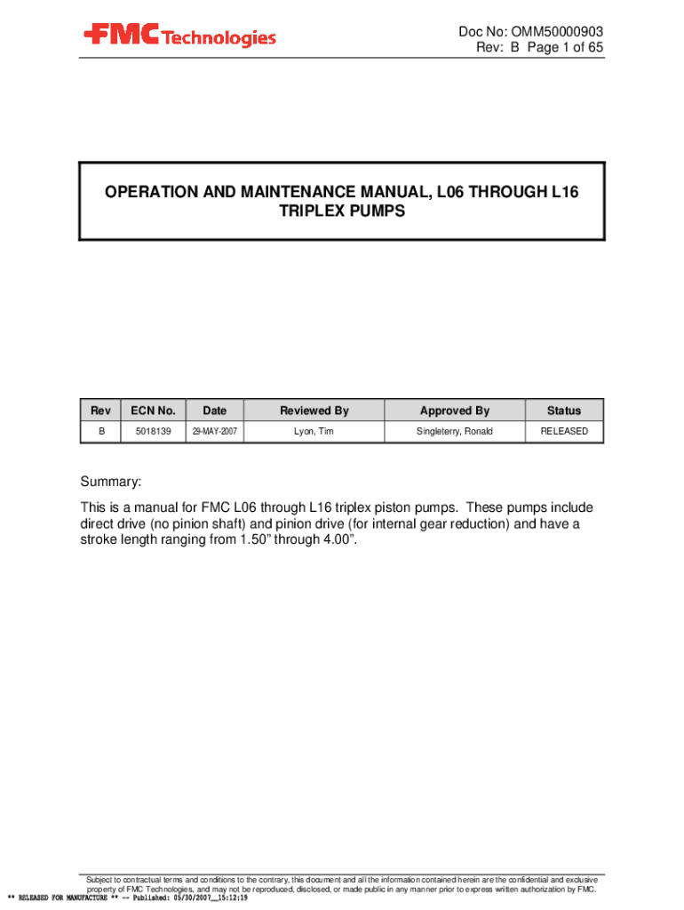 Fillable Online Operation and Maintenance Manual for L06-l16 Triplex Pumps 2007 Fax Email Print ...
