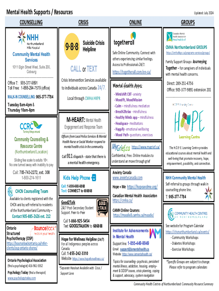 Fillable Online Mental health for all. - Josselyn Fax Email Print - pdfFiller