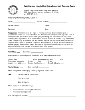 Fillable Online Wastewater Usage Charges Adjustment Request Form - 2023 ...