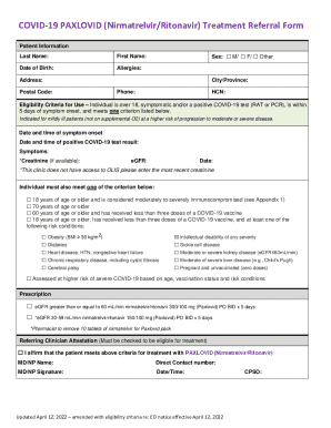 Fillable Online Covid-19 Paxlovid Treatment Referral Form 2022 Fax ...