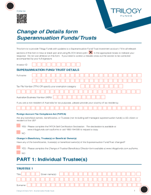Fillable Online Change of Details Form for Superannuation Funds and ...