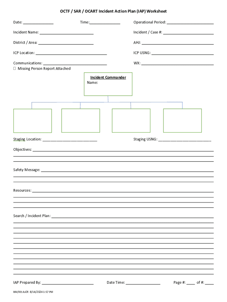 Fillable Online OCTF / SAR / OCART Incident Action Plan (IAP) Worksheet ...