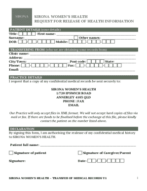 Fillable Online 2023 Request for Release of Health Information | Sirona ...