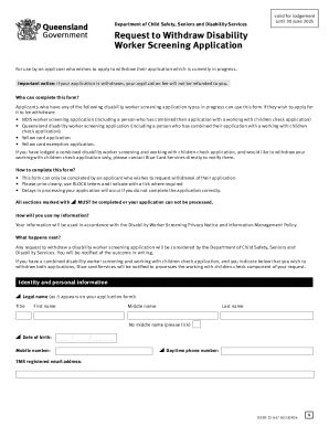 Fillable Online Withdraw Disability Worker Screening Application - 2023 ...