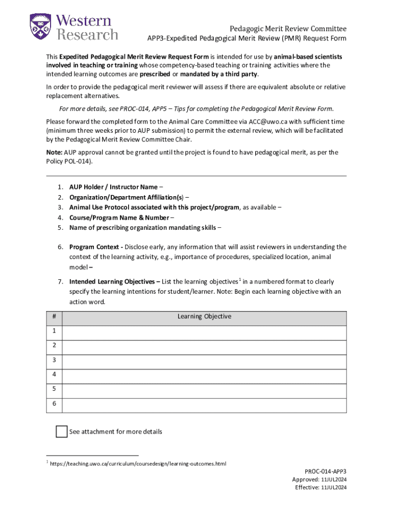 Fillable Online PROC-014-APP3-Expedited PMR Request Form Fax Email ...
