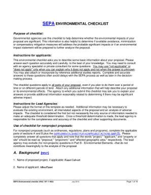 Fillable Online Sepa Environmental Checklist 2019 for Faust Project in ...