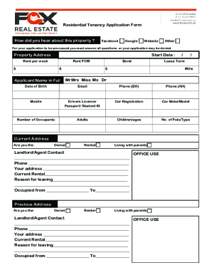 Fillable Online Residential Tenancy Application Form - 2023 - Secure ...