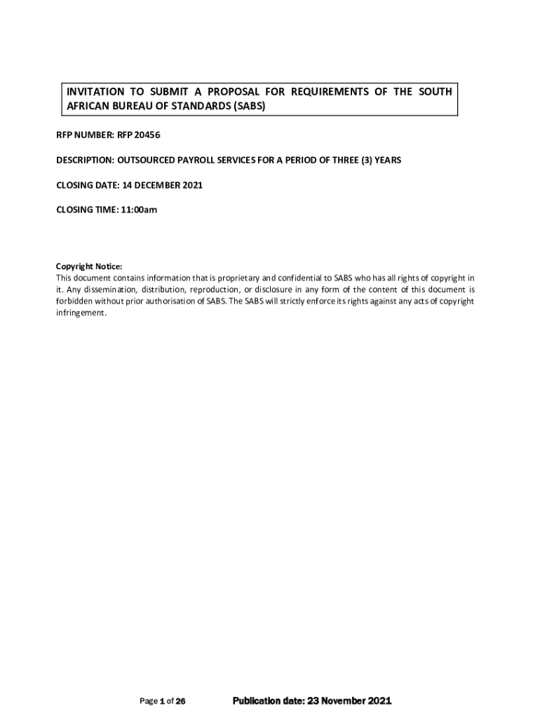 Fillable Online Sabs Rfp 20456: Outsourced Payroll Services Proposal ...