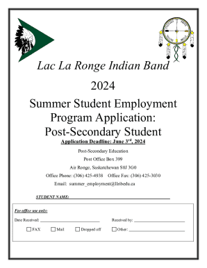 Fillable Online Lac La Ronge Indian Band Summer Student Employment ...
