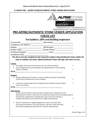 Fillable Online Alpine and Authentic Stone Technical Manual 2024: Pre ...