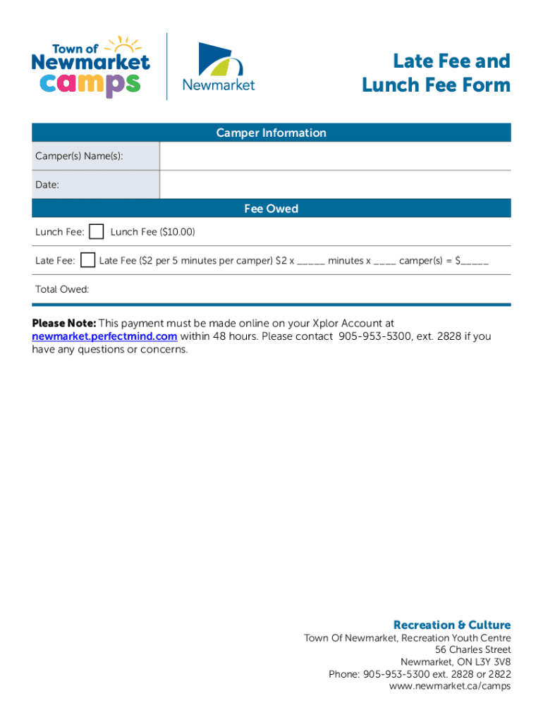 Fillable Online Late Fee and Lunch Fee Form Fax Email Print - pdfFiller