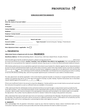 Fillable Online Debicheck Written Mandate 2023: Authorize Fixed ...