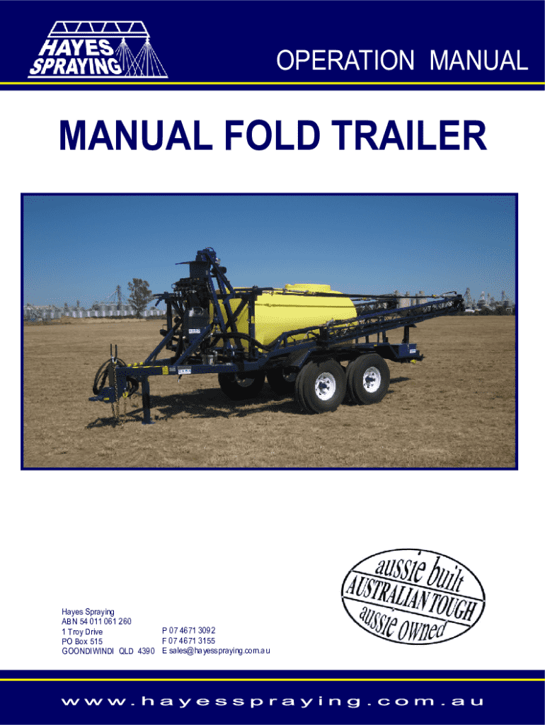Fillable Online Manual Fold Trailer Operation Manual 2019 | Hayes ...