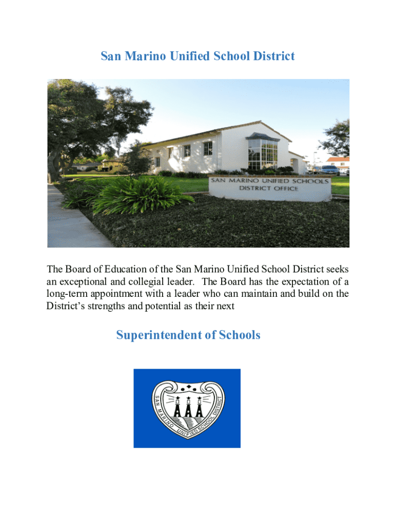 Fillable Online San Marino Unified School District Superintendent Application 2022 Fax Email ...