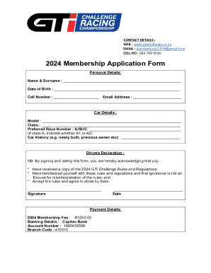 Fillable Online 2024 Gti Challenge Membership Application Form - Join ...