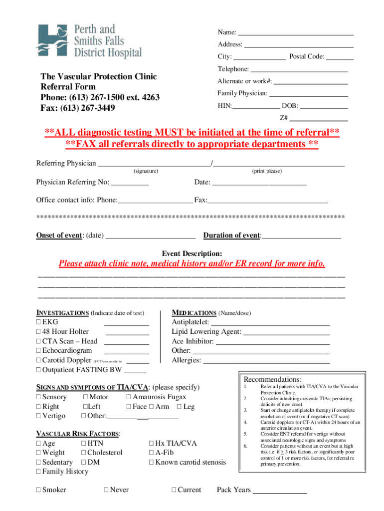 Fillable Online Vascular Protection Clinic Referral Form 2023 ...