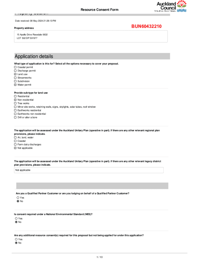 Fillable Online Resource Consent Application for Land Use and Subdivision in 2024 Fax Email ...