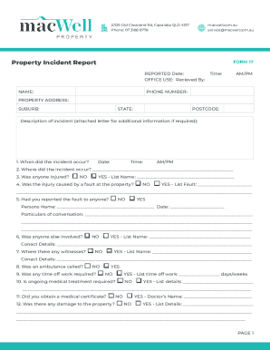 Fillable Online 2023 Property Incident Report Form - Macwell Fax Email ...