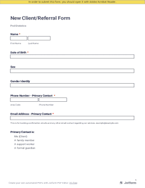Fillable Online New Client/referral Form 2023 - Pod Dietetics Fax Email ...