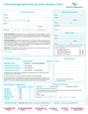 Fillable Online Haematology Molecular Genetics Request Form - 2024 Fax Email Print - pdfFiller