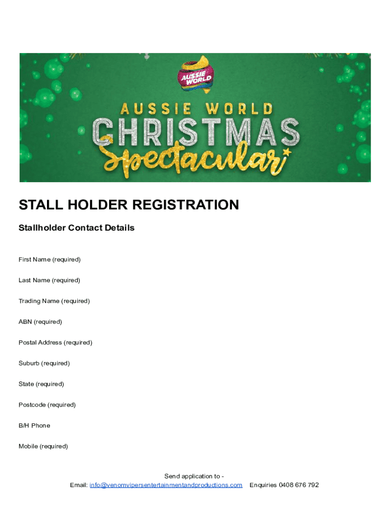 Fillable Online Stall Holder Registration for Christmas Spectacular 2023 Fax Email Print - pdfFiller