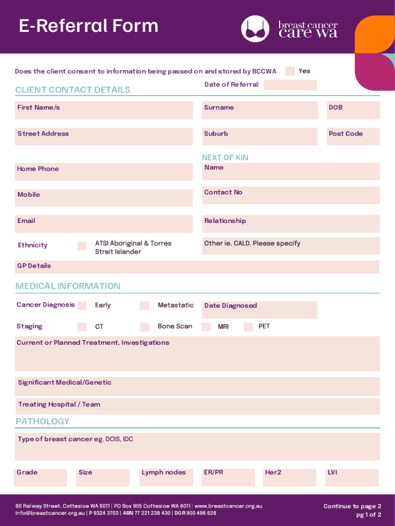 Fillable Online E-Referral Form Fax Email Print - pdfFiller