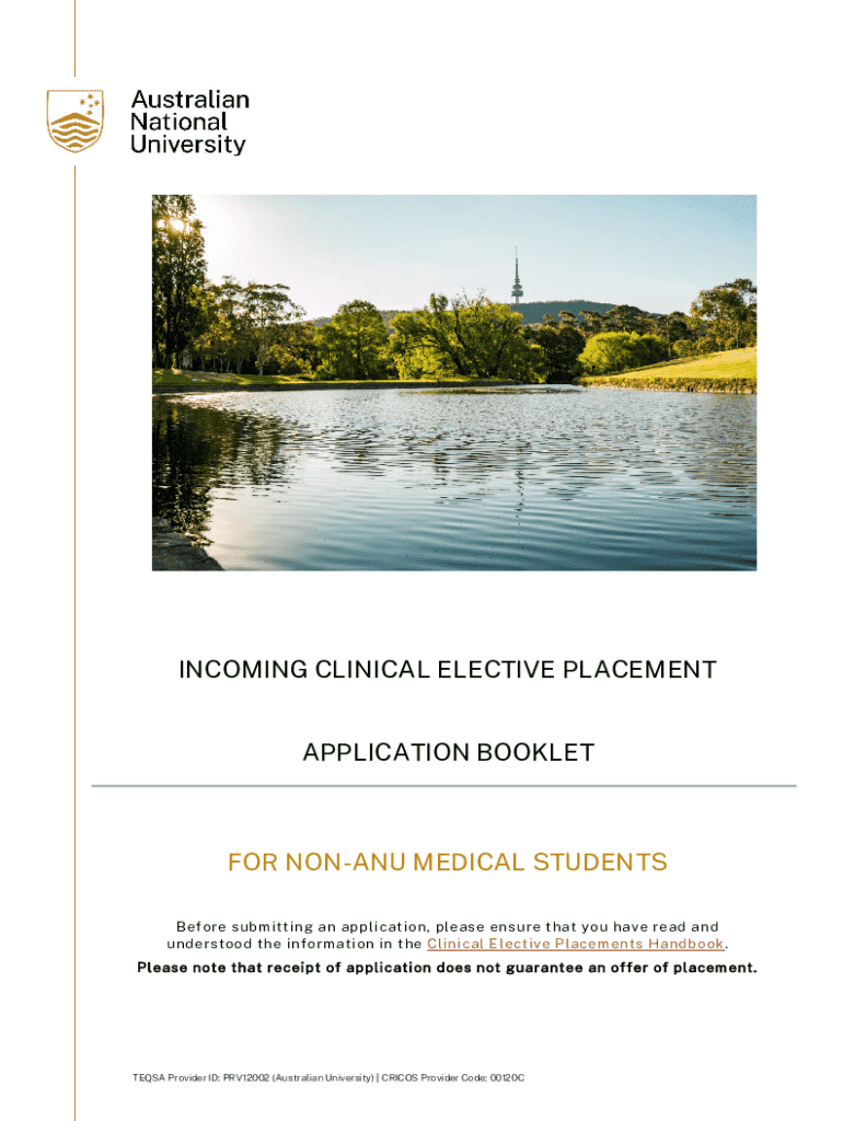 Fillable Online 2023 Incoming Clinical Elective Placement Application for Non-anu Students Fax ...