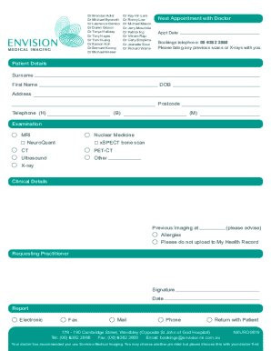 Fillable Online Envision Medical Imaging Appointment Details 2023 Fax ...