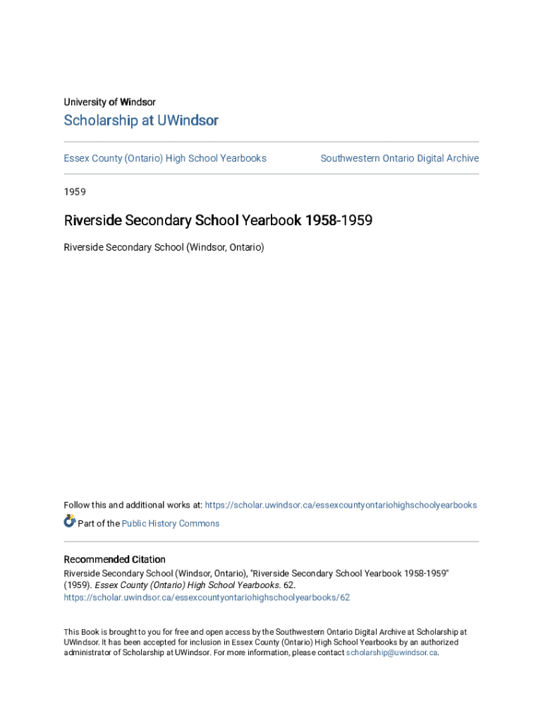 Fillable Online Riverside Secondary School Yearbook 1958-1959 - a Retrospective of Student Life ...