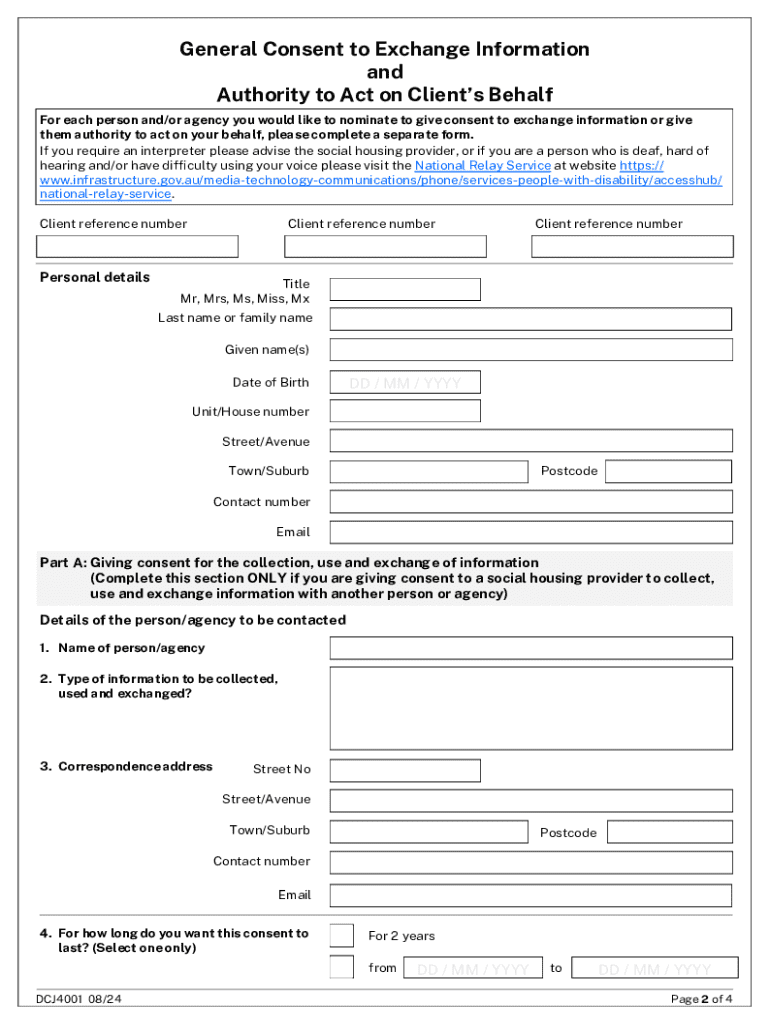 Fillable Online General Consent to Exchange Information and Authority to Act 2024 Fax Email ...