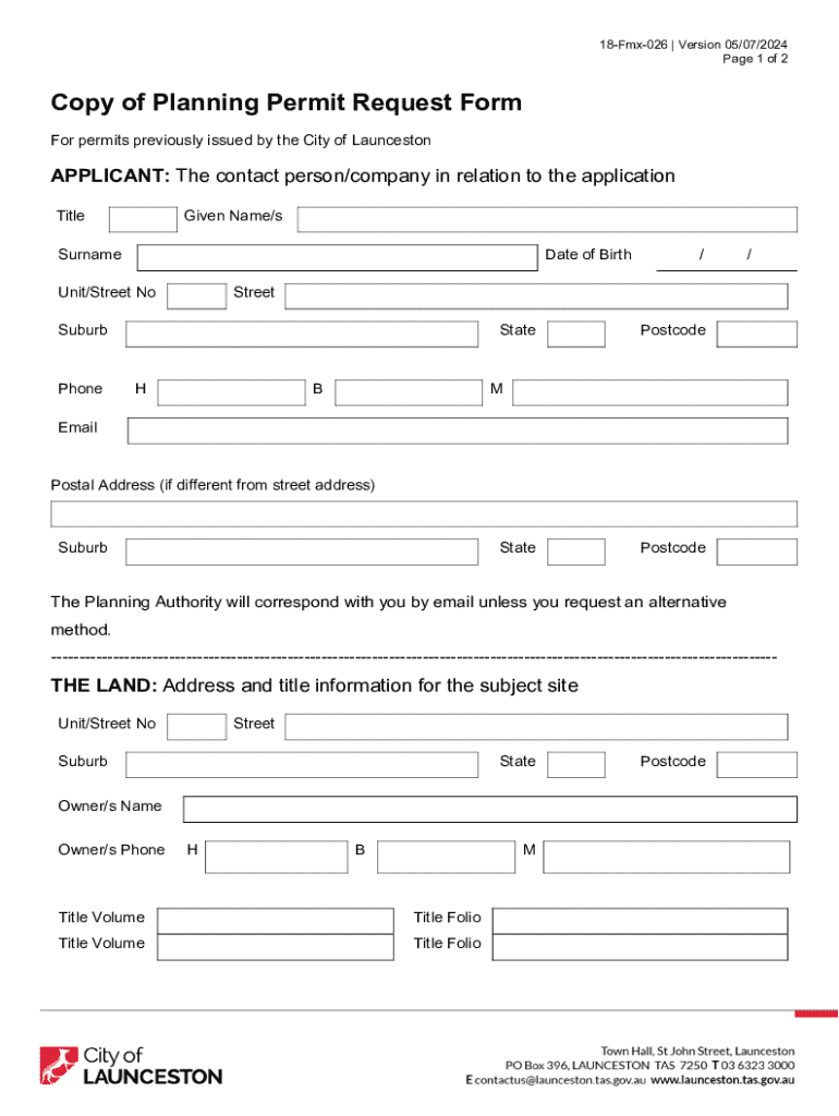 Fillable Online Planning Permit Request Form Fax Email Print - pdfFiller