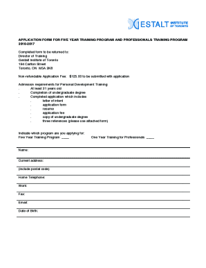 Fillable Online 2023 Application Form for Five Year and Professionals ...