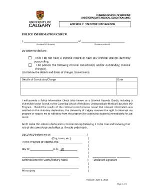Fillable Online Statutory Declaration for Police Information Check 2023 ...
