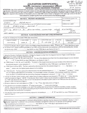 Fillable Online Elevation Certificate for Flood Insurance Compliance ...