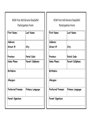 Fillable Online Kcm First Aid Service Participation Form 2023 - Stay ...