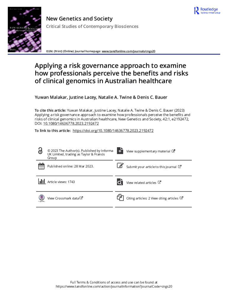 Fillable Online Perceptions of Clinical Genomics Risks and Benefits in ...