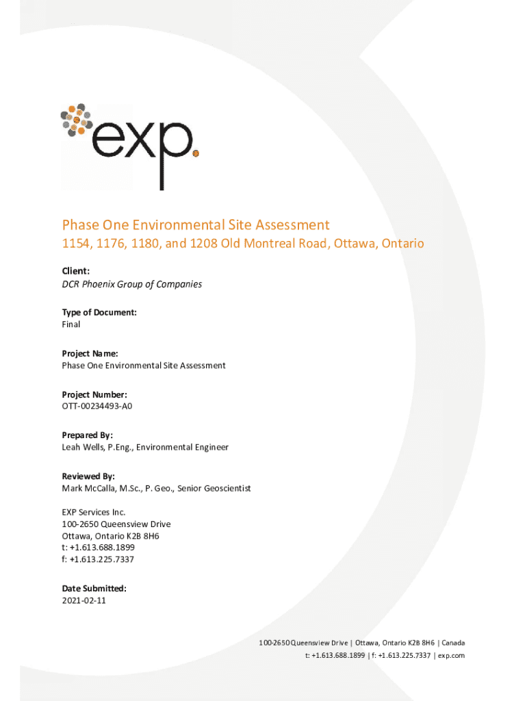 Fillable Online Phase One Environmental Site Assessment 2021 for ...