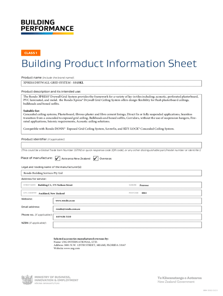 Fillable Online XPRESS Drywall Grid Ceiling System by Rondo Building ...