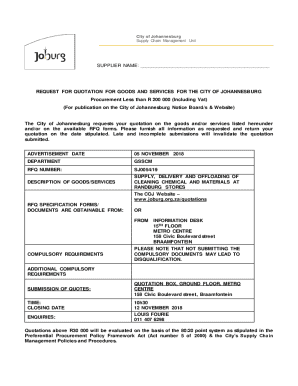 Fillable Online Request for Quotation for Goods and Services - City of ...
