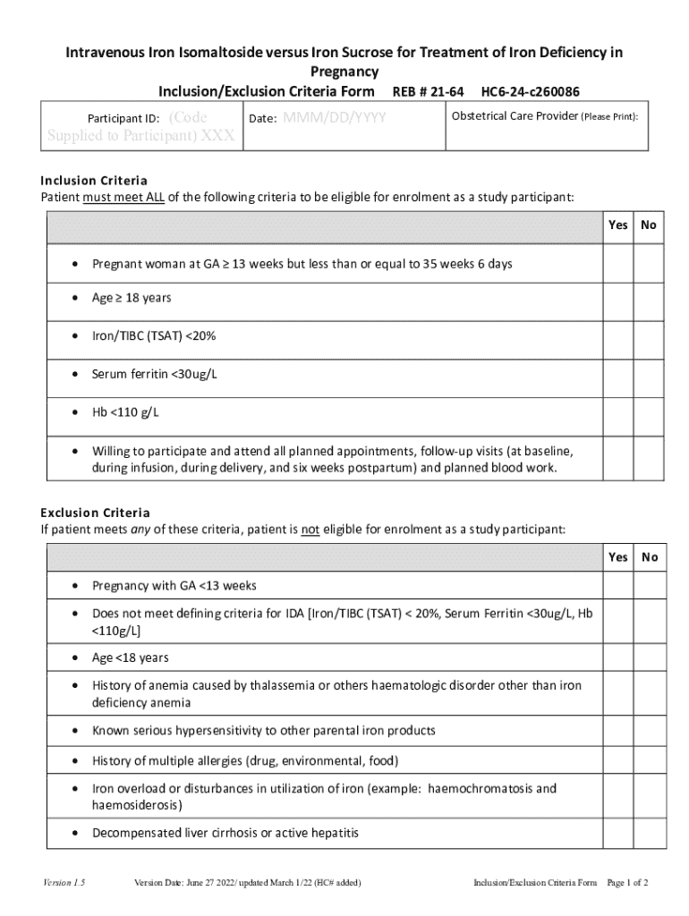 Fillable Online Intravenous Iron Isomaltoside Vs Iron Sucrose for Iron Deficiency Treatment in ...