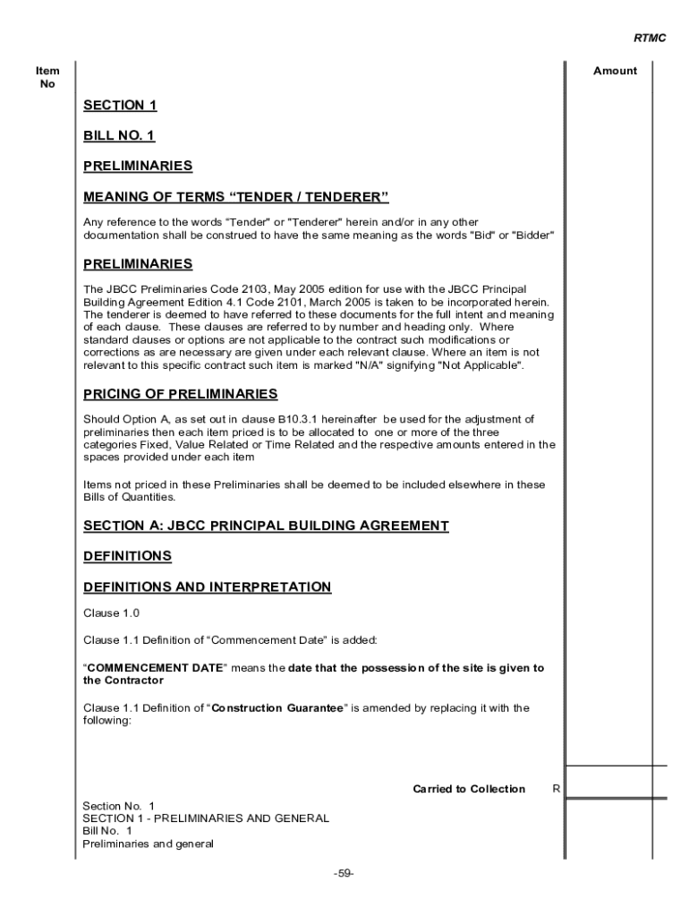 Fillable Online 2023 Rtmc Building Works Preliminary Agreement Overview Fax Email Print - pdfFiller