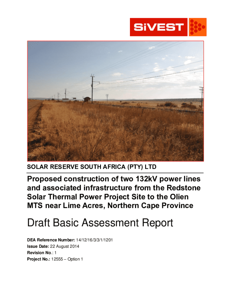 Fillable Online Draft Basic Assessment Report for 132kv Power Lines ...