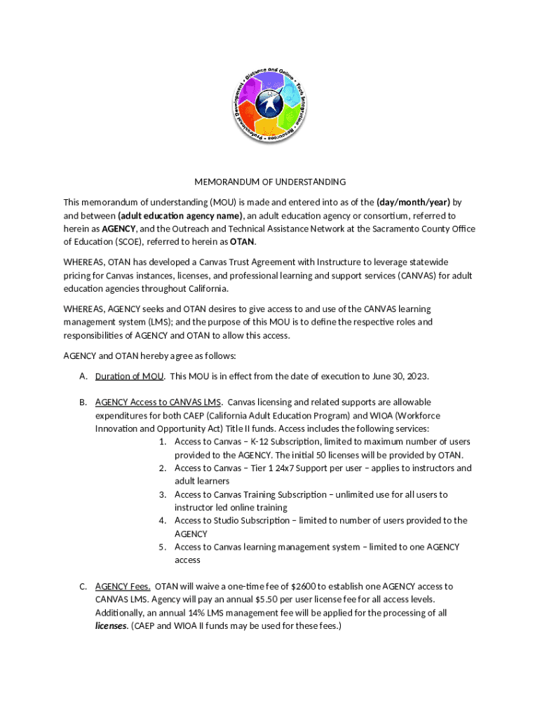 Memorandum of Understanding Doc Template | pdfFiller