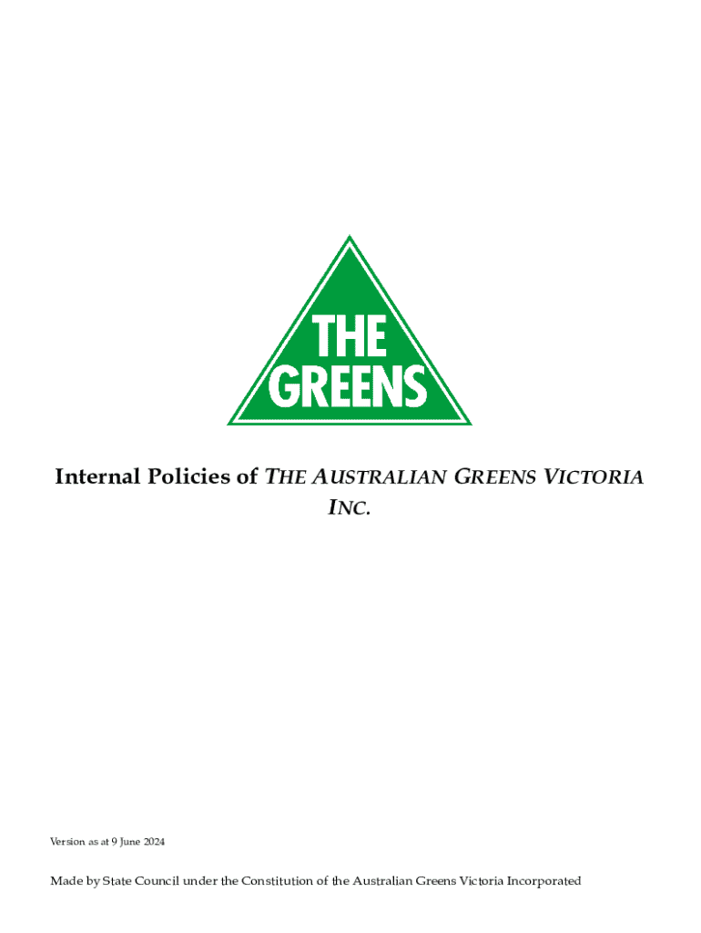 Fillable Online Internal Policies of the Australian Greens Victoria Inc ...