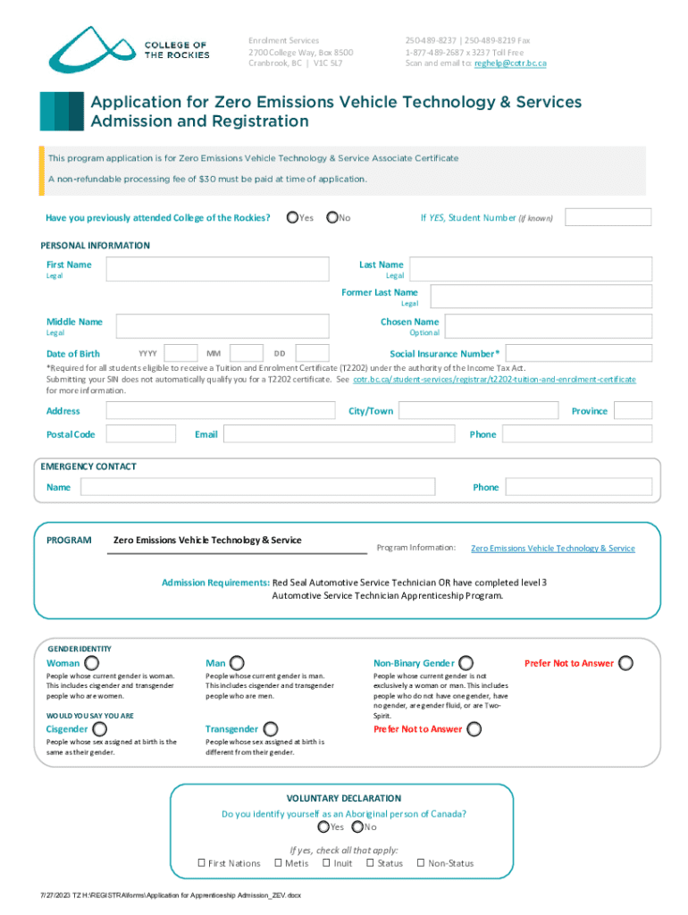 Fillable Online Application for Zero Emissions Vehicle Technology & ... Fax Email Print - pdfFiller