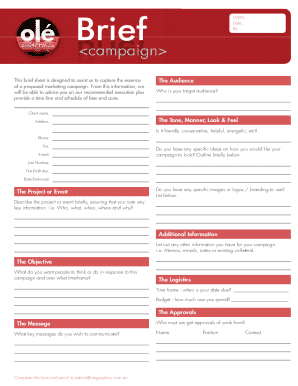 Fillable Online Comprehensive Marketing Campaign Brief Template 2023 ...