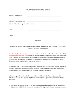 Fillable Online Declaration of Compliance for Covid-19 Safety - 2023 ...