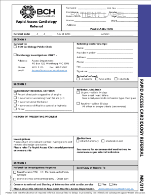 Fillable Online 2021 Rapid Access Cardiology Referral Form Fax Email ...