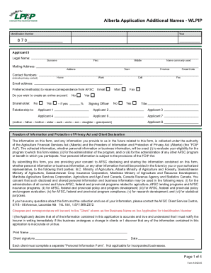 Fillable Online Alberta Application Additional Names Wlpip 2023 Fax ...